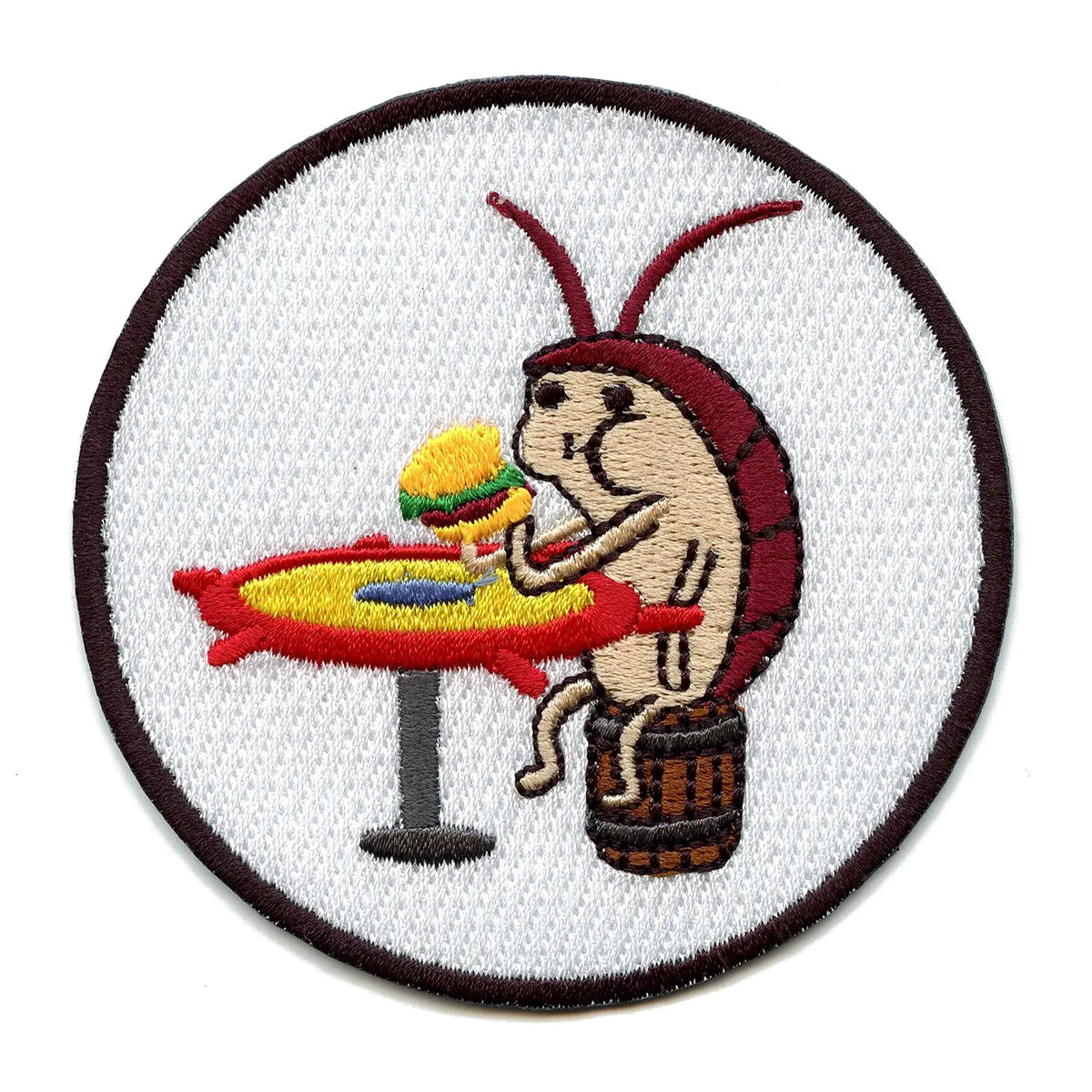 Cartoon Roach Eating Burger Embroidered Iron On Patch – Patch Collection