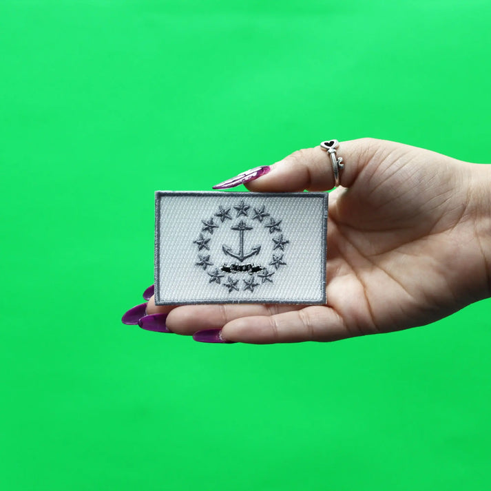 Rhode Island Patch State Flag Grayscale Embroidered Iron On – Patch ...