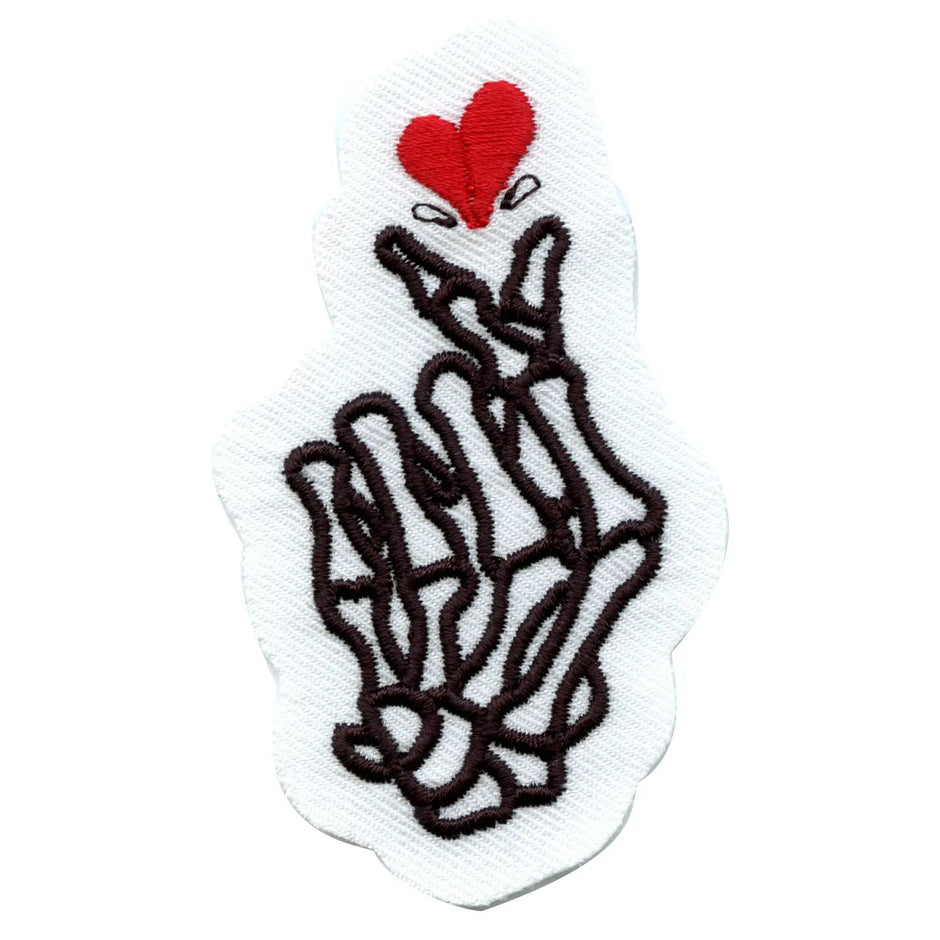 K-Pop Heart Skeleton Fingers Embroidered Iron On Patch – Patch Collection