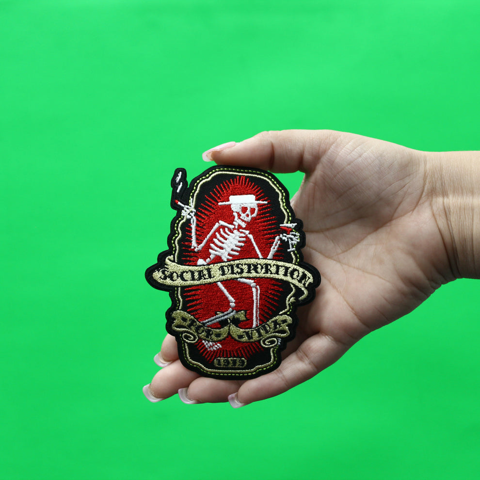 Social Distortion Por Vida Patch Punk Party Skeleton Embroidered Iron ...