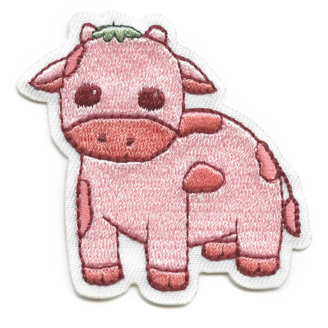 Strawberry Milk Cow Embroidered Iron On Patch – Patch Collection