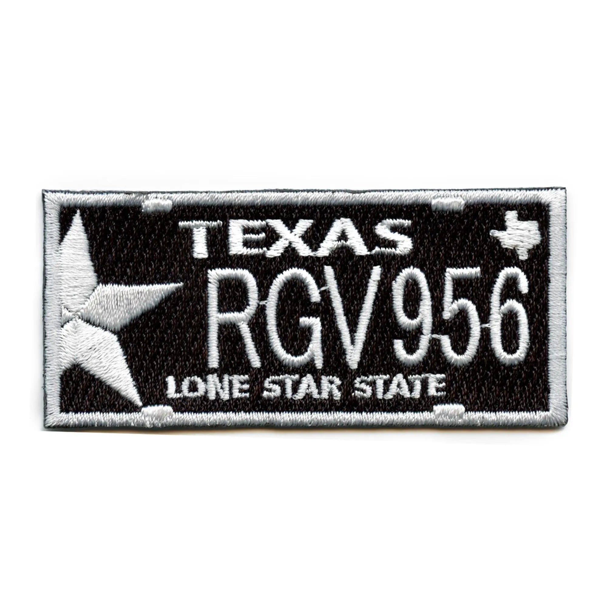 Texas Black License Plate Logo Patch RGV 956 Embroidered Iron On ...