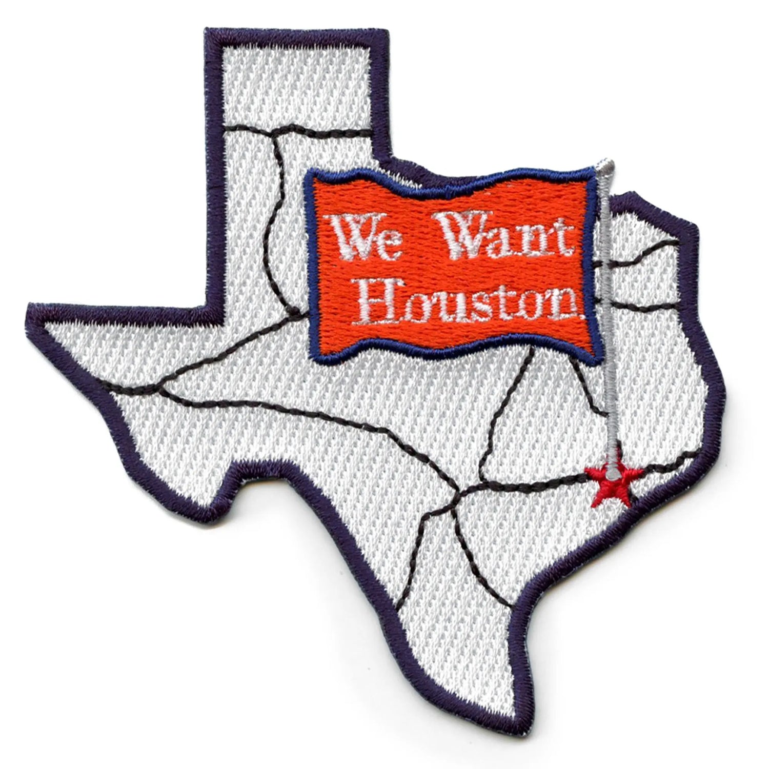 We Want Houston Patch Map State Flag Embroidered Iron On – Patch Collection
