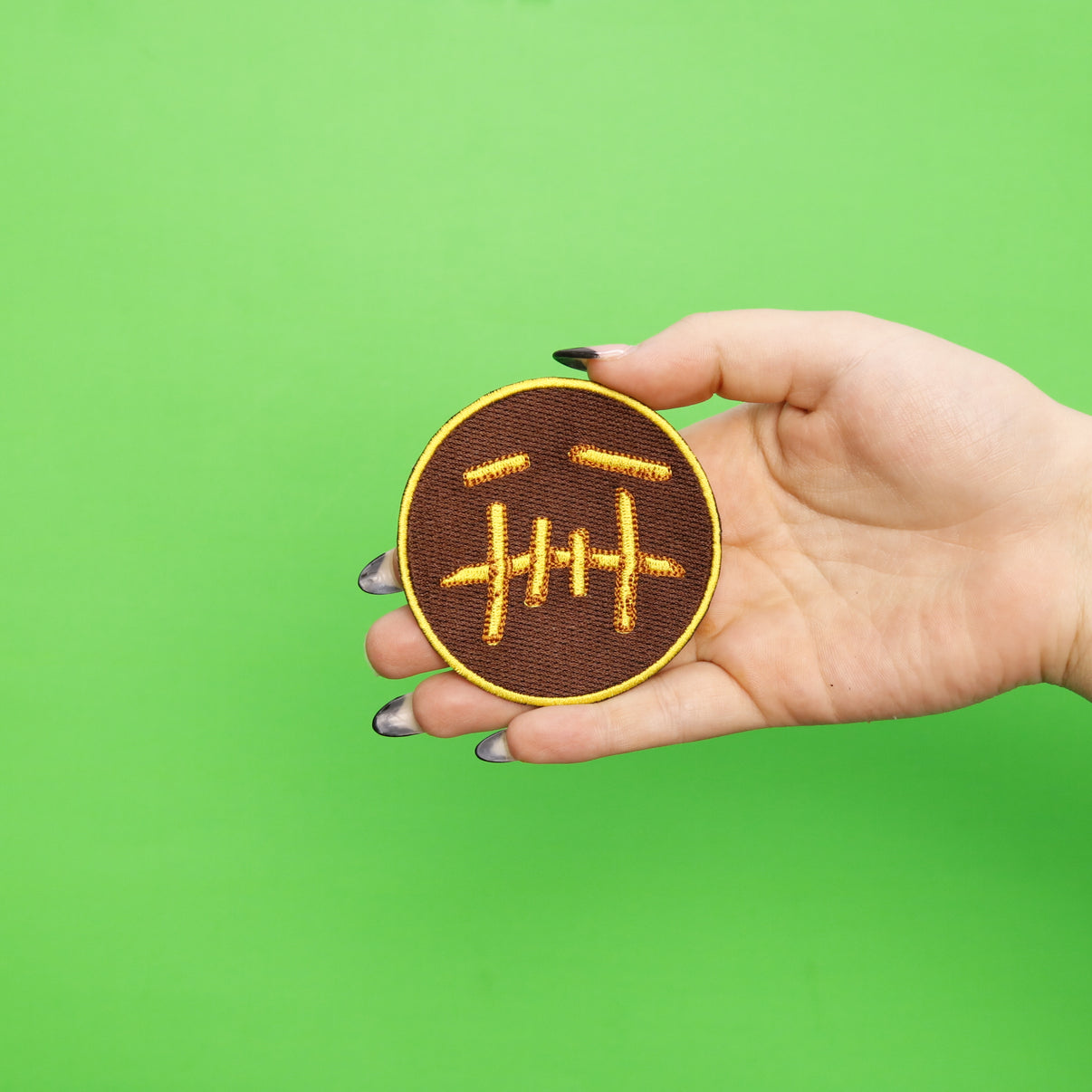 Brown Dead Sad French Fries Face Embroidered Iron On Patch – Patch ...