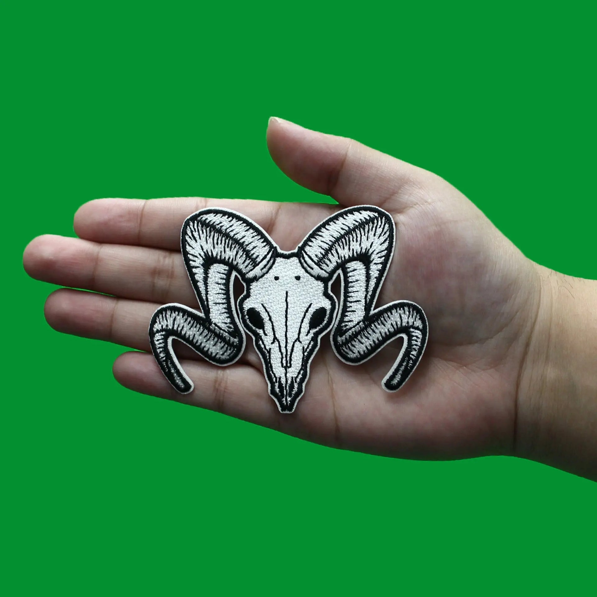 Horned Goat Skull Patch Demonic Animal Carcass Embroidered Iron On – Patch Collection