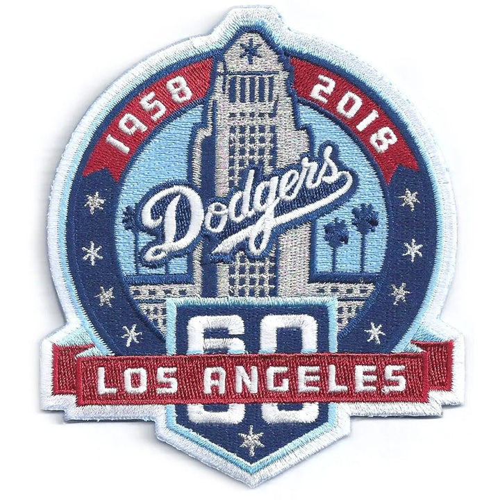 2018 Los Angeles Dodgers 60th Anniversary Season Jersey Sleeve Patch ...