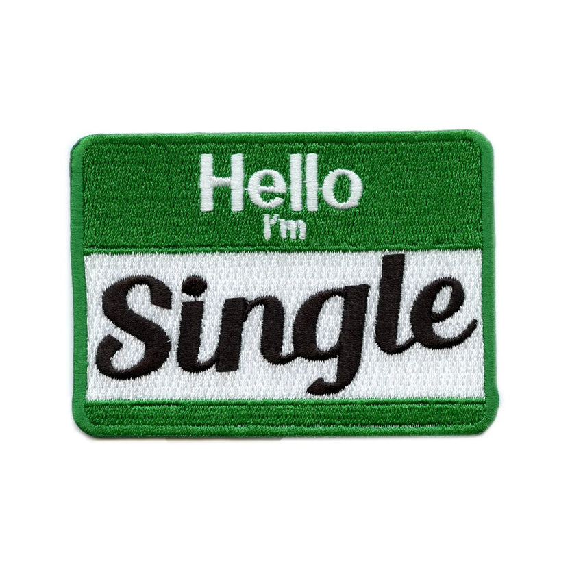Hello I'm Single Green Name Tag Iron On Patch – Patch Collection