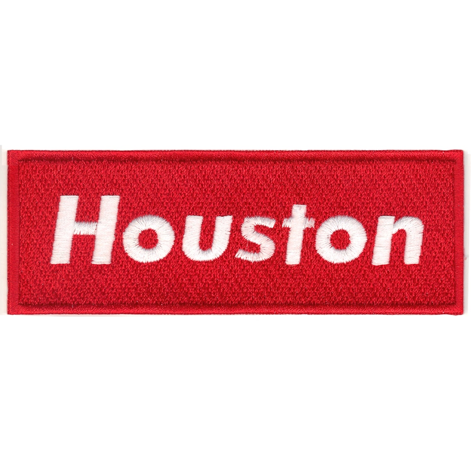 Red Houston Script Box Logo Embroidered Iron on Patch – Patch Collection
