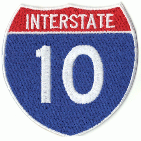 Houston Freeway Interstate 10 I-10 Sign Embroidered Iron on Patch ...