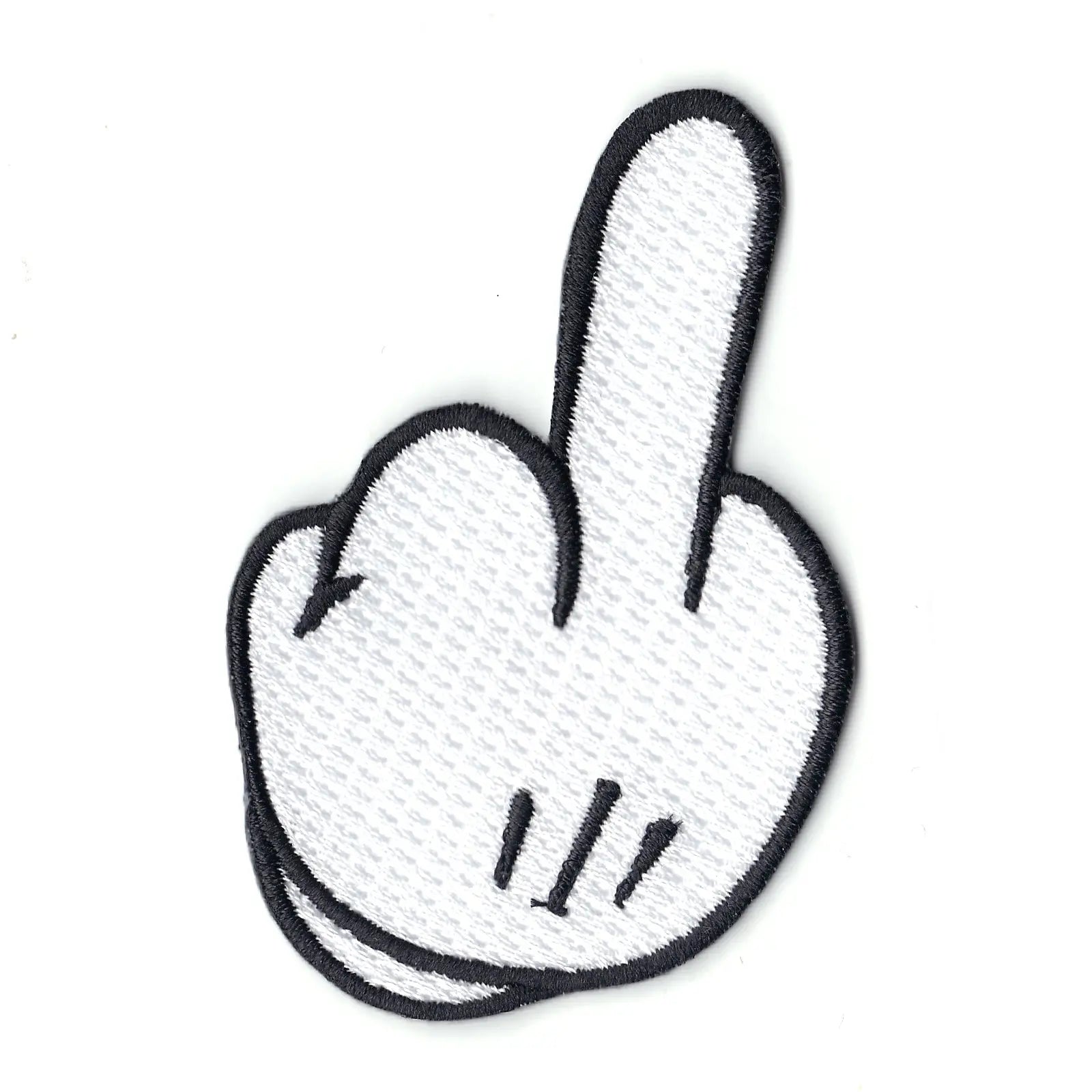 Middle Finger Up F.U. White Glove Iron On Patch – Patch Collection