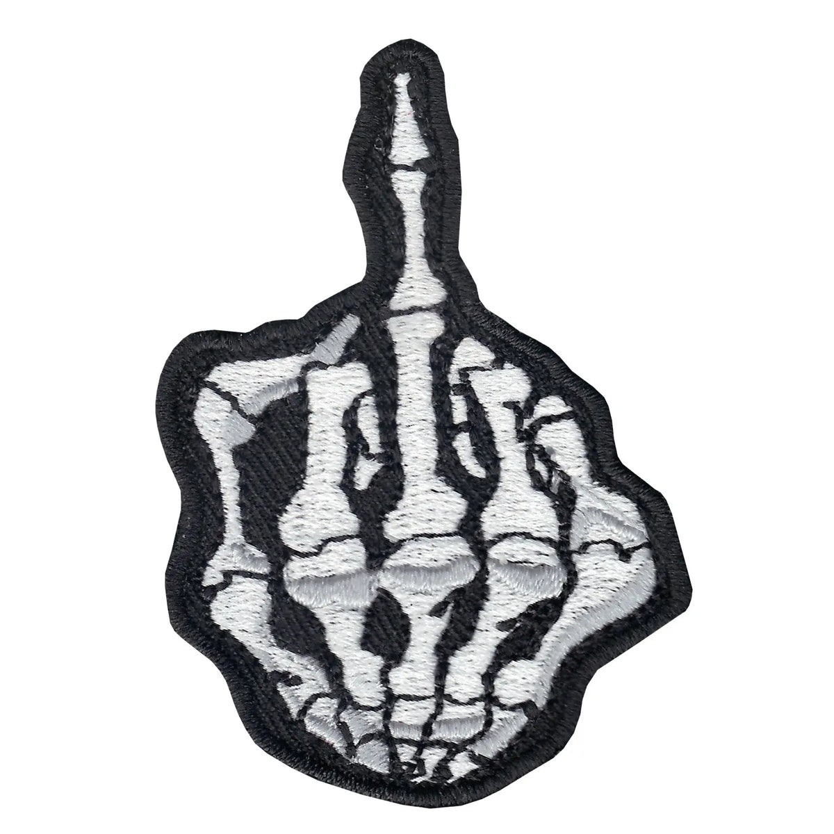 Skeleton Middle Finger Iron On Embroidered Patch – Patch Collection