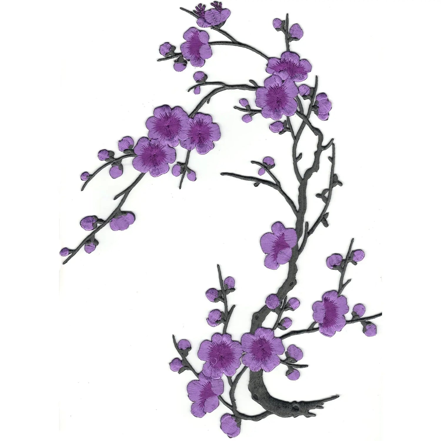 Violet Cherry Blossom Flowers Embroidered Iron on Patch – Patch Collection