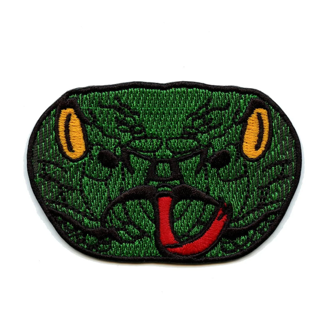 Green Pit Viper Snake Head Iron On Patch – Patch Collection