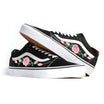 Vans Black Old Skool Pink Rose Custom Handmade Shoes By Patch Collection