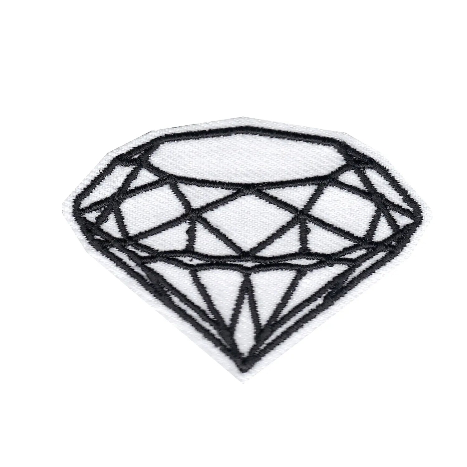 White Diamond Embroidered Iron On Patch – Patch Collection